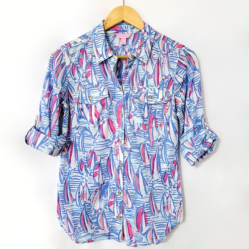 Lilly Pulitzer Womens Roll Tab Cruiser Shirt Size S 4 Red Right Return ...