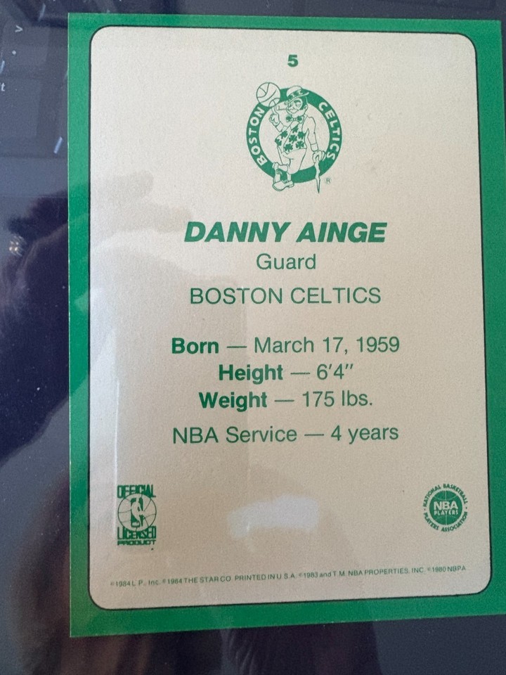 1985 STAR BOSTON CELTICS DANNY AINGE PHOTO | eBay