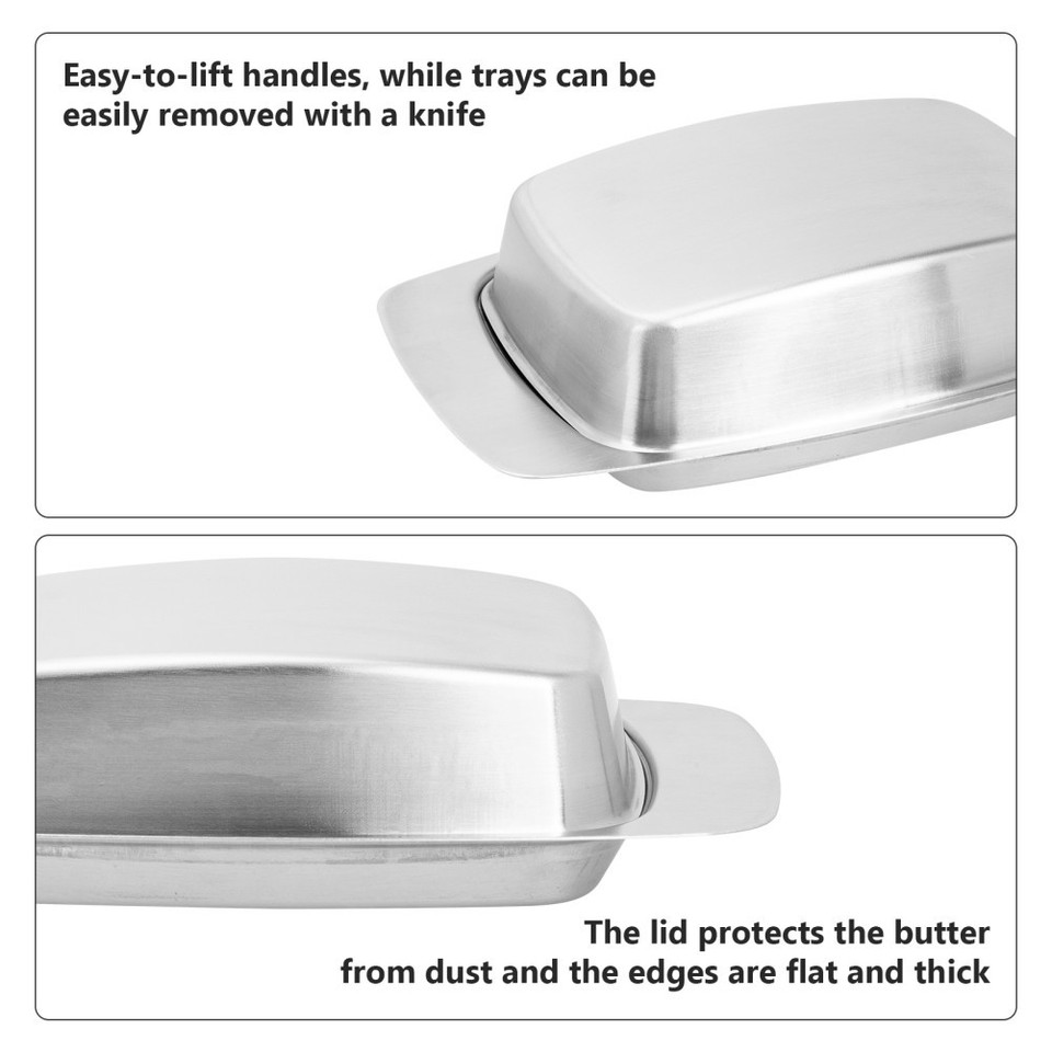 Stainless Butter Keeper Steel Holder Serving Dish Cheese with Lid ...