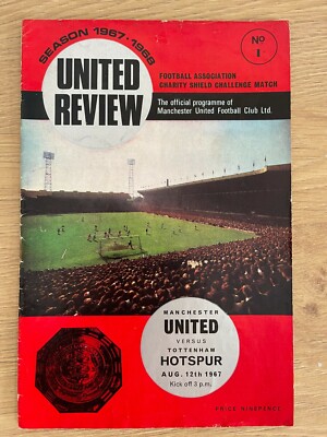Vintage Manchester United v Tottenham Hotspur Charity Shield 1967 ...
