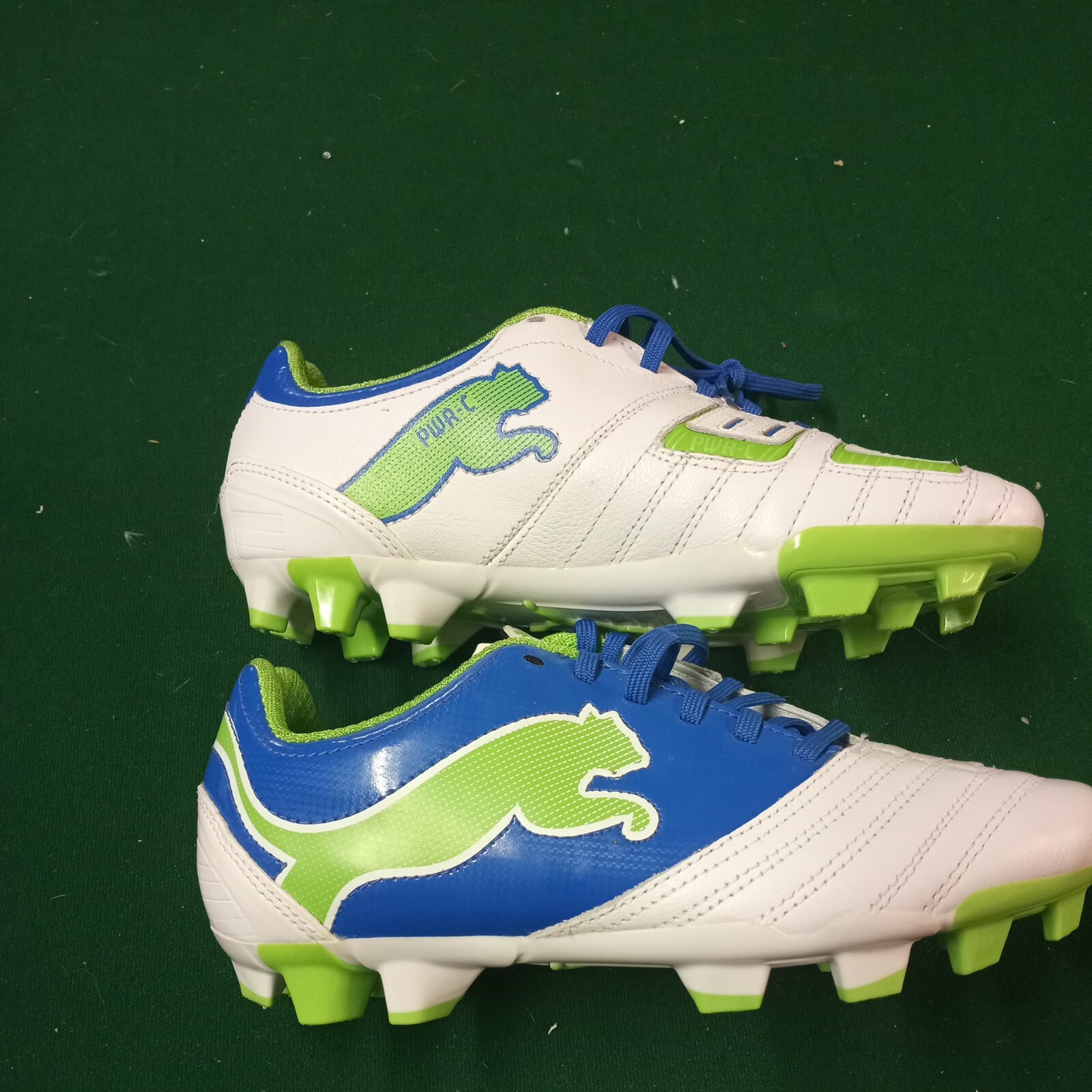 Puma Powercat 3.12 FG Soccer Cleats Women's White- Puma Royal- Green ...