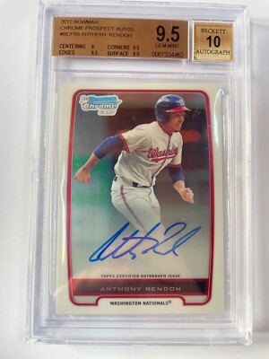 2012 Bowman Chrome Prospects Anthony Rendon Rookie Autograph BGS 9.5/10 ...