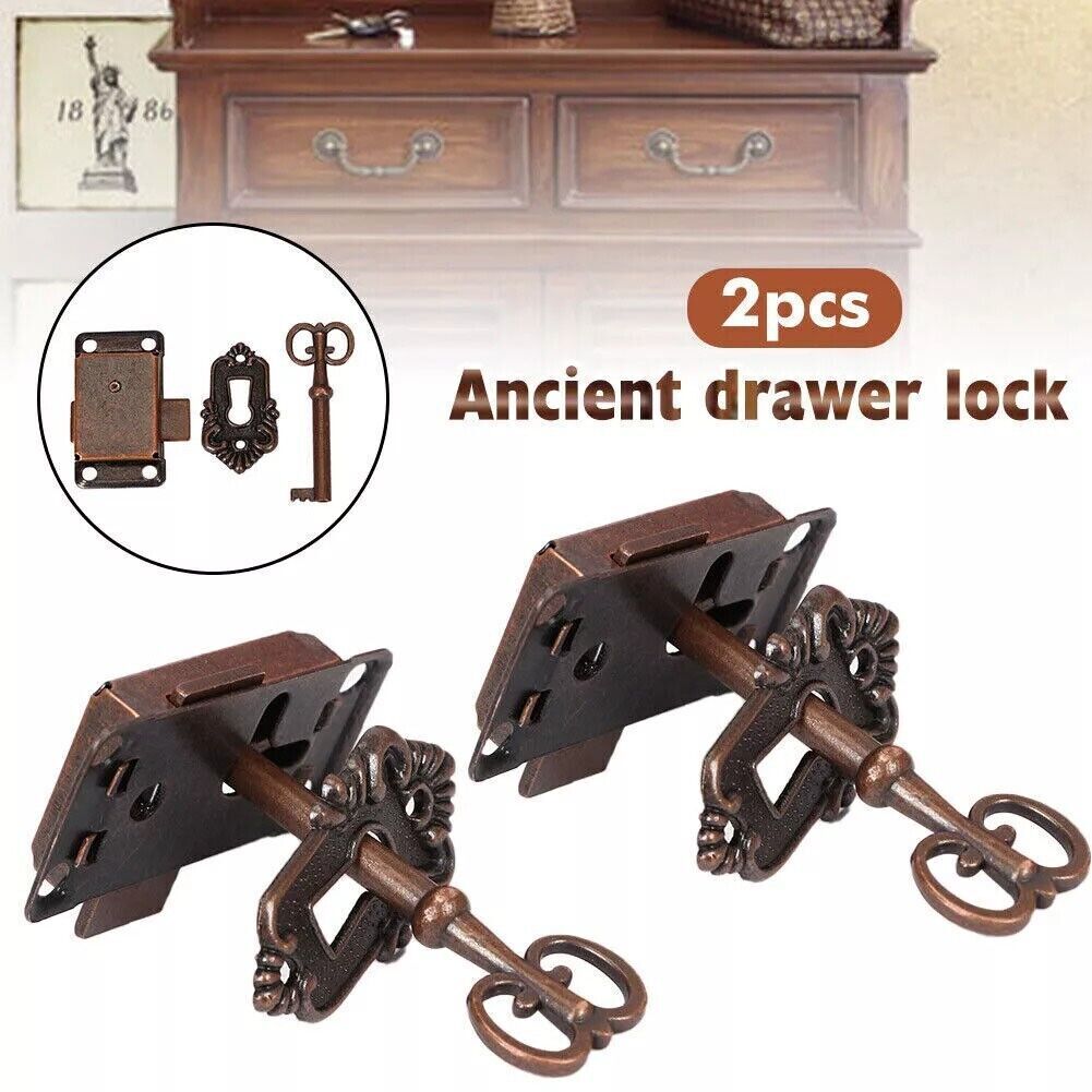 For Cabinet Doors Antique Bronze Lock Set Curio Cabinet Lock Easy ...