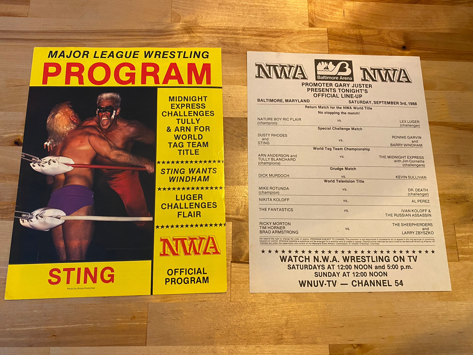 1988 NWA Wrestling program WWF Flair Luger Sting With Lineup Sheet AWA ...