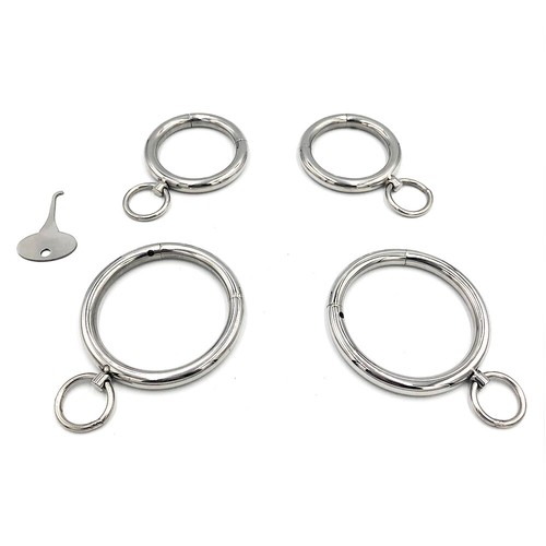 Stainless Steel Neck Collar Handcuff Wrist Ankle Cuff Slaver Role Play ...