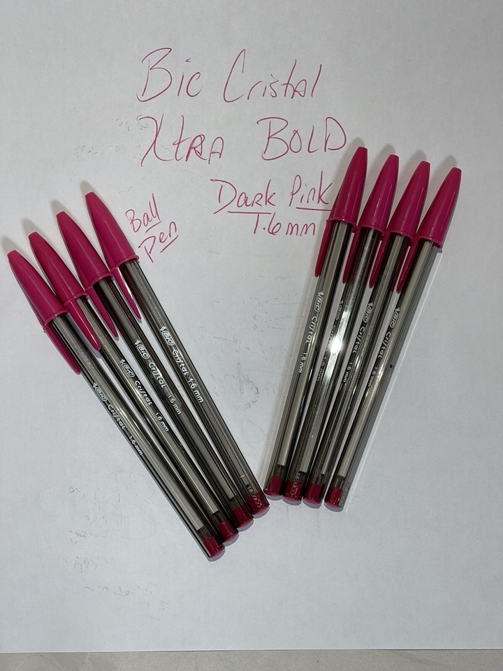 Dark Pink Bic Lot of 8 Cristal Xtra Bold Ballpoint Pens 1.6mm New ...