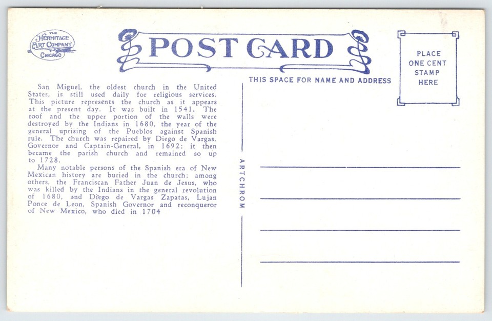 Postcard San Miguel Church, Santa Fe New Mexico Unposted | eBay