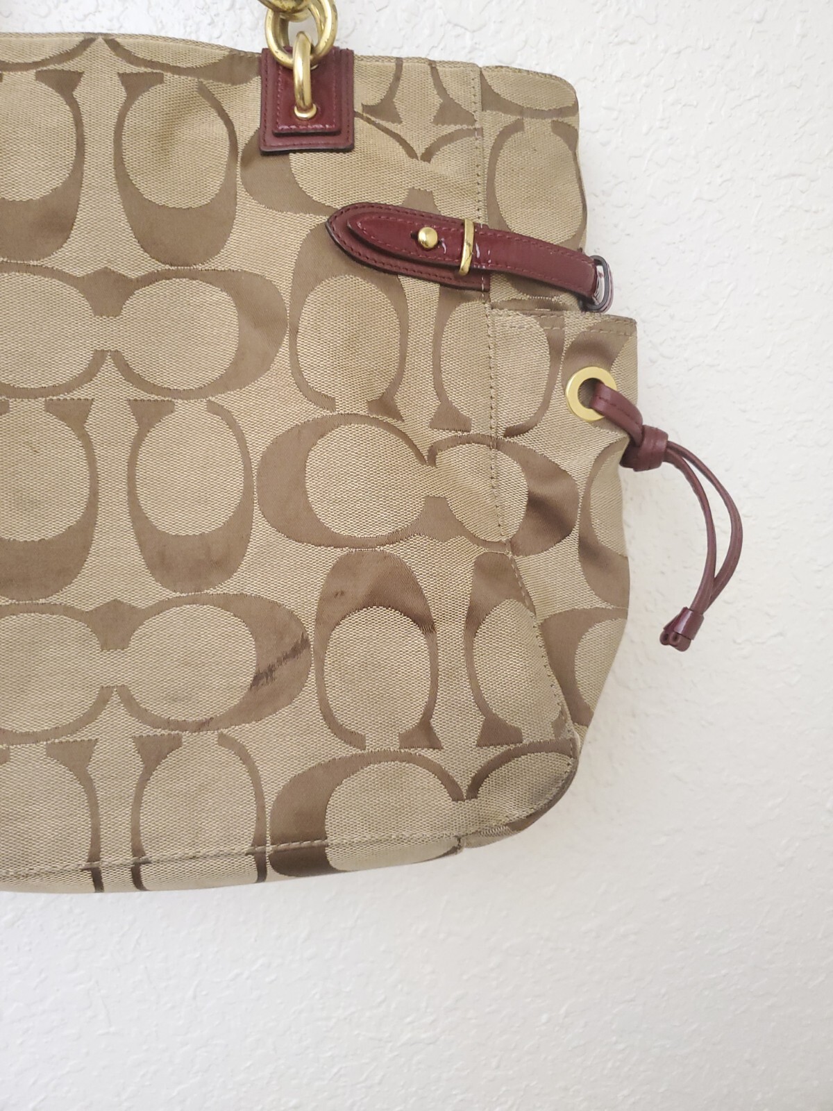 Coach Colette Signature Beige Brown Large Jacquard Ba… - Gem