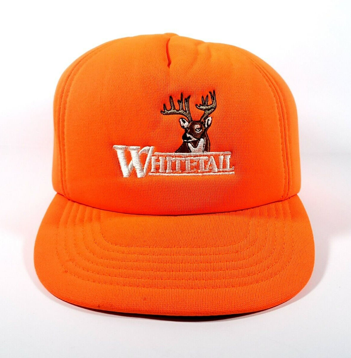 Vintage Whitetail Deer Hunting Hat Cap Snapback Neon Orange Outdoors ...