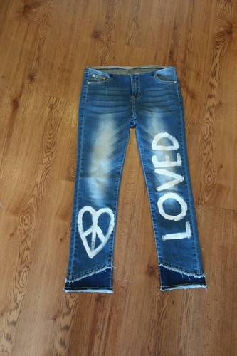 WOMENS BBA DARK DENIM JEANS W/LOVED PEACE SIGN - SZ 26* | eBay
