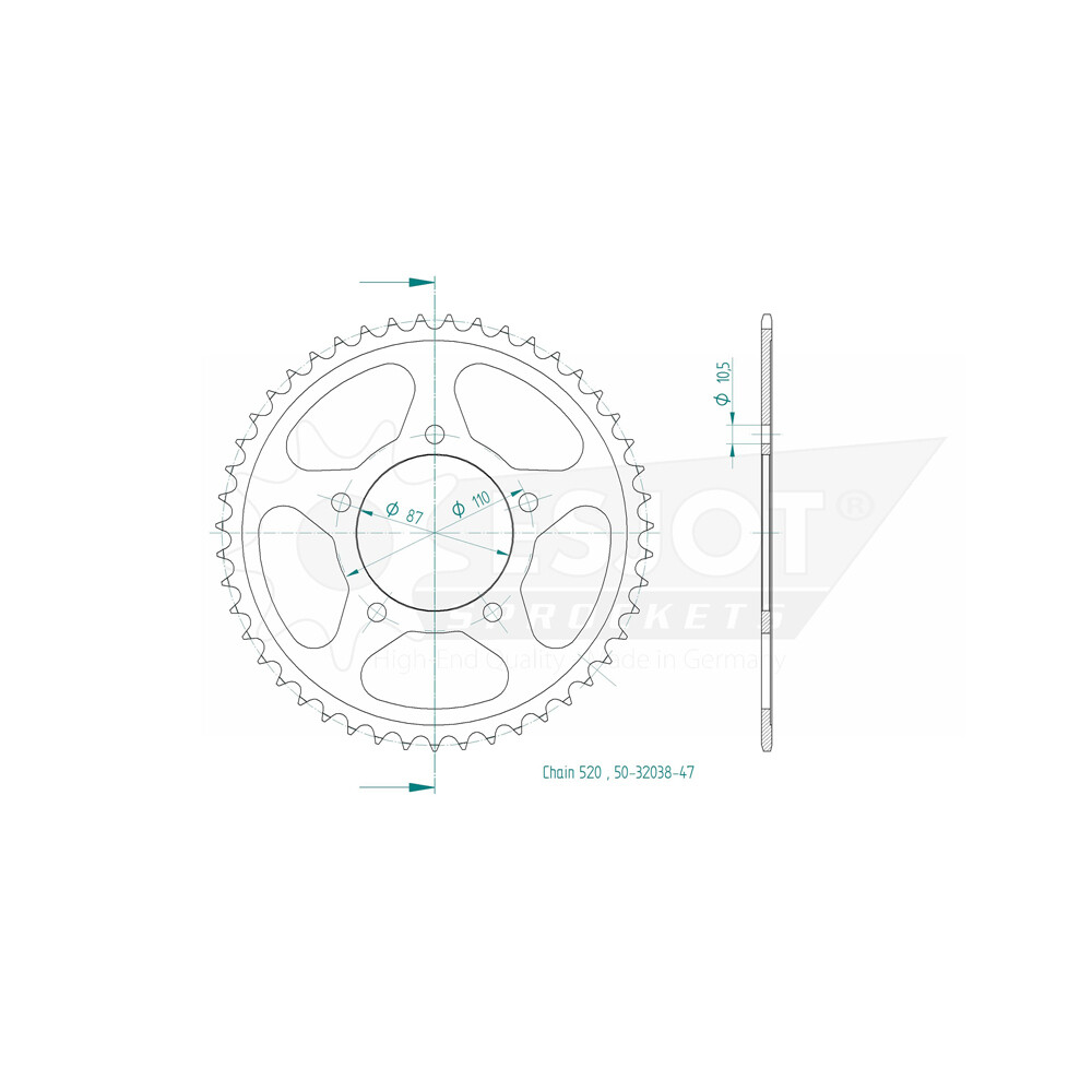 Sprocket Rear 520-47T Steel for SUZUKI SFV 650 Gladius ABS 2009 2010 ...