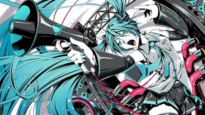 Anime hatsune miku vocaloid girls turquoise hair open Custom Gaming Mat ...