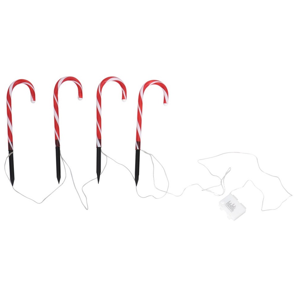 1 Pc 4 Lights Candy Cane Shape Design LED Decorative Solar Outdoor Yard ...