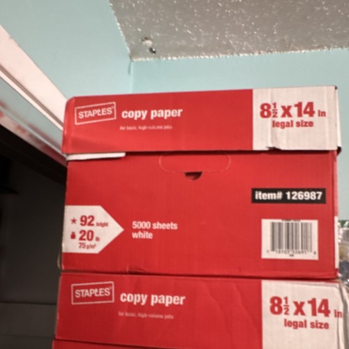 Staples Copy Paper 8.5 x 14 in Legal Size White 5000 Sheets MPN 126987 ...