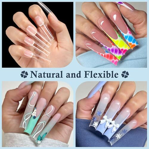 Extra Long Square Nail Tips, XXL 120Pcs 12 Sizes No C Clear Sqaure ...