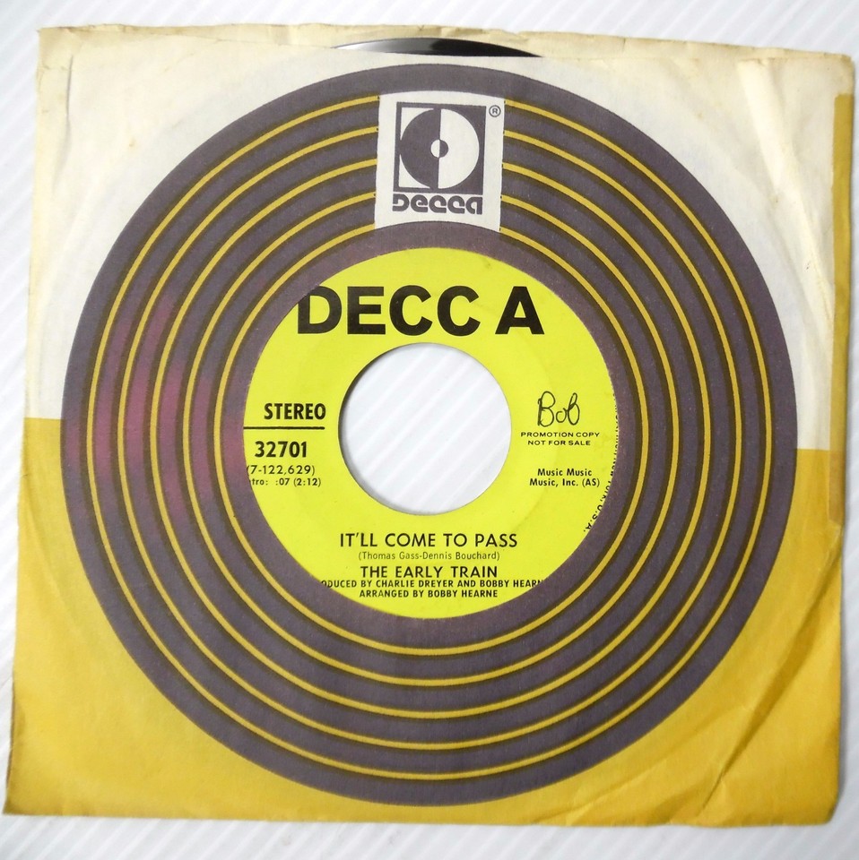 EARLY TRAIN soul DECCA promo 45 TOMORROW NEVER COMES IT'LL COME TO PASS ...