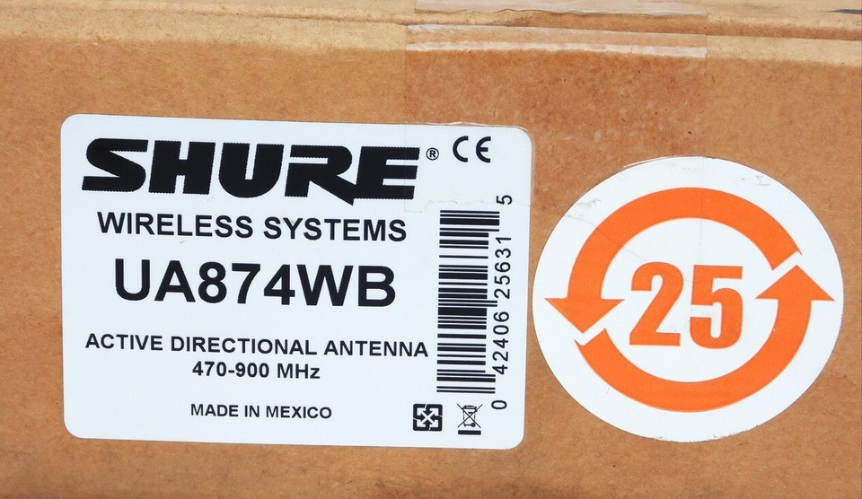 NOS SHURE WIRELESS SYSTEM UA874WB ACTIVE DIRECTIONAL ANTENNA 470-900 ...