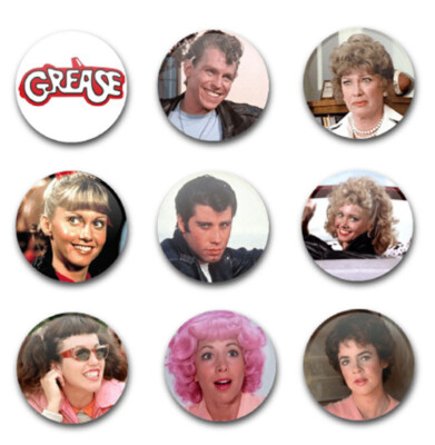 1" 25mm BUTTON BADGES x9 GREASE | eBay UK