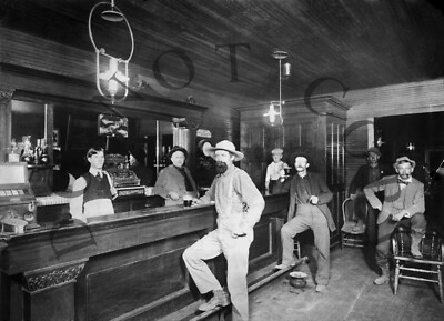 ANTIQUE OLD WEST REPRODUCTION INTERIOR PHOTOGRAPH PRINT OF WESTERN ...