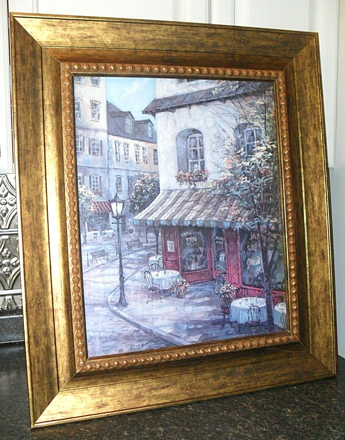 Ruane Manning MARY'S CAFE 28"x24" Courtyard Restaurant SIGNED Framed ...