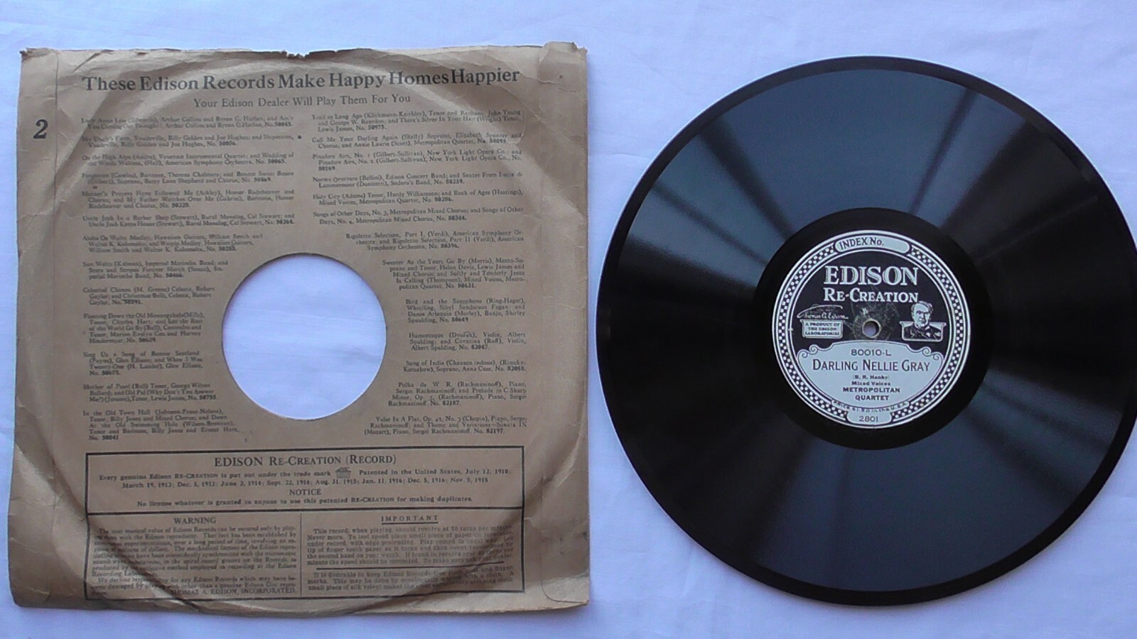 Edison Diamond Disc #80010 Elizabeth Spencer and Vernon Archibald | eBay