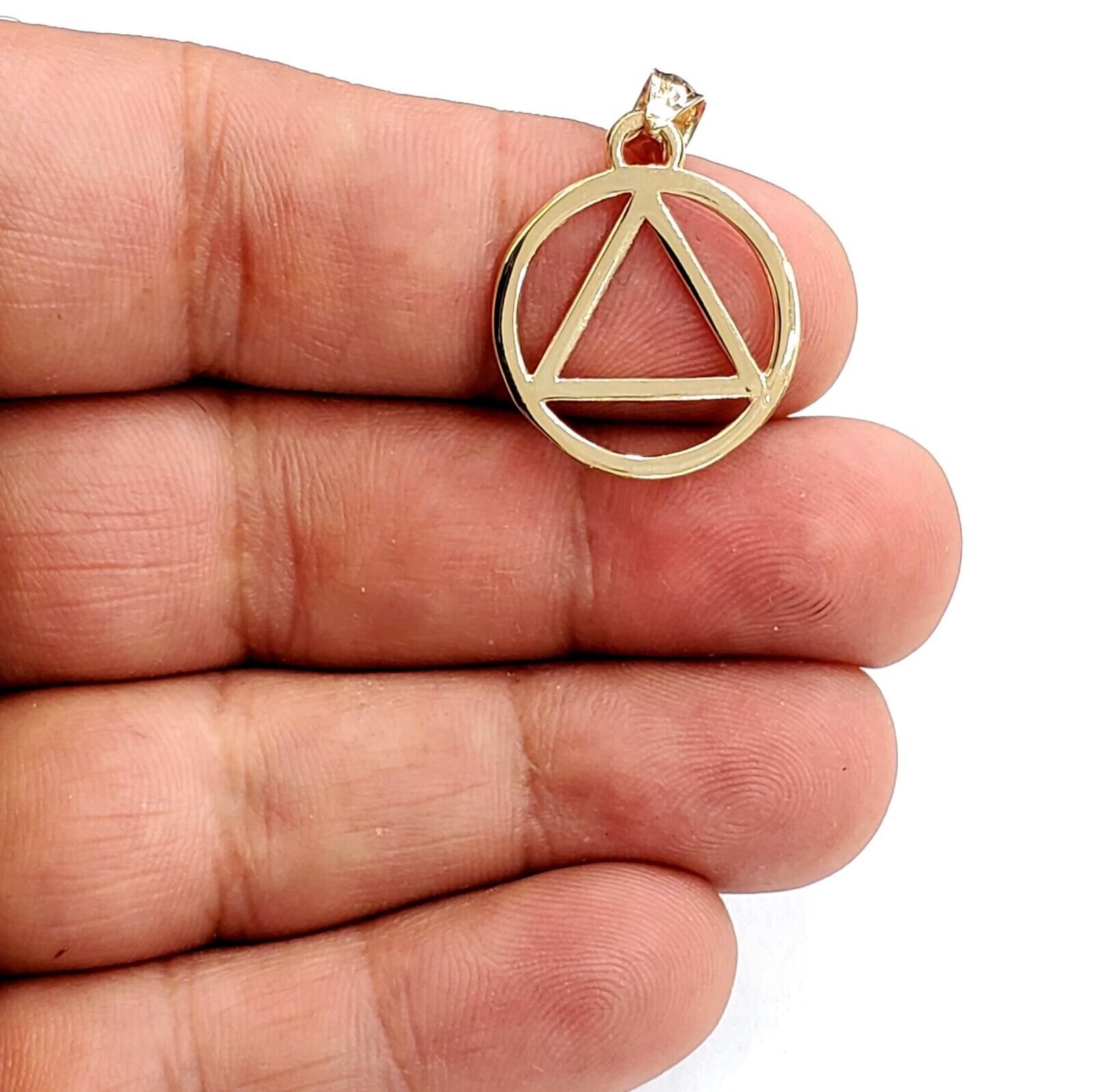 New 14k yellow Gold Alcoholics Anonymous circle triangle AA Symbol ...