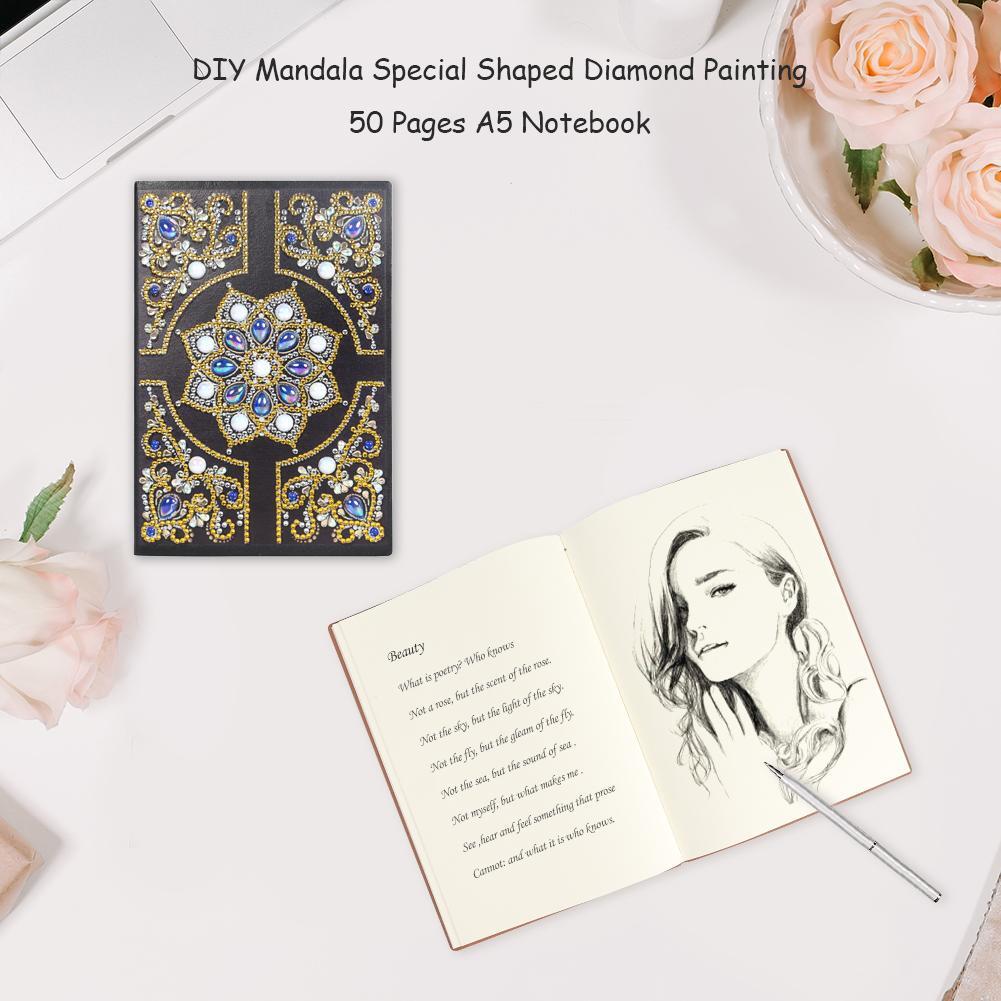 DIY Mandala Special Shaped Diamond Painting 50 Pages A5 Notebook School ...