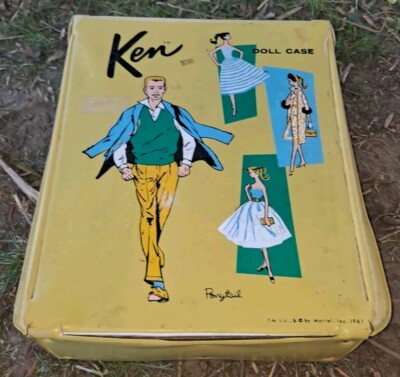 VINTAGE KEN DOLL CASE 1961 YELLOW MATTEL STORAGE SUITCASE 13” by 11” | eBay