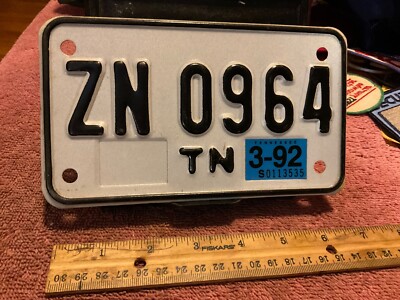 Tennessee Motorcycle License Plate 1992 ZN 0964 | eBay