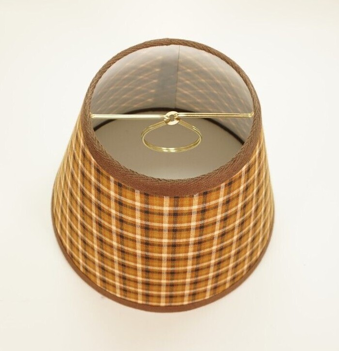 Country Primitive Antique Mustard Brown Homespun Fabric Lampshade Lamp ...