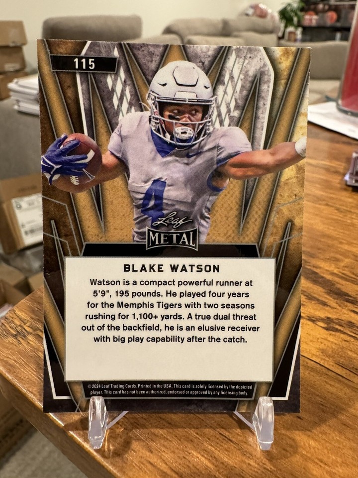 2024 Leaf Metal Football Blake Watson Silver Prospect RC Rookie Card 🔥📈 ...