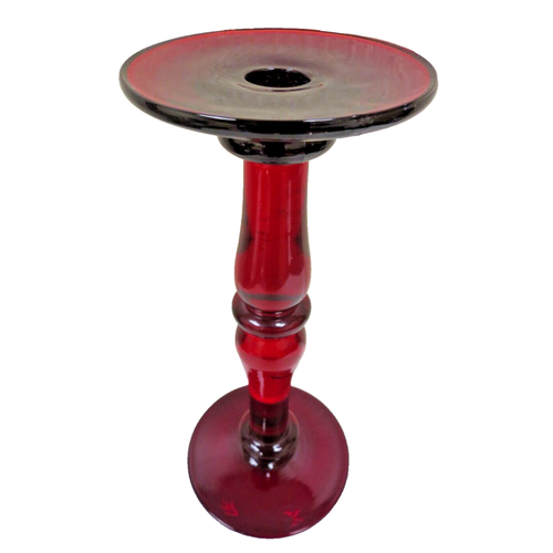Vintage Ruby Red Glass Taper Candlestick Candle Holder 10.25" | eBay