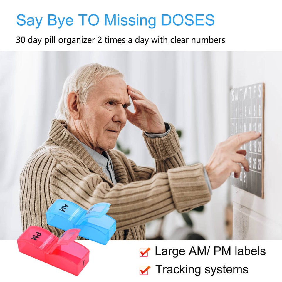 AM PM One Month Monthly Pill Organizer Case Box Medicine Holder Storage ...