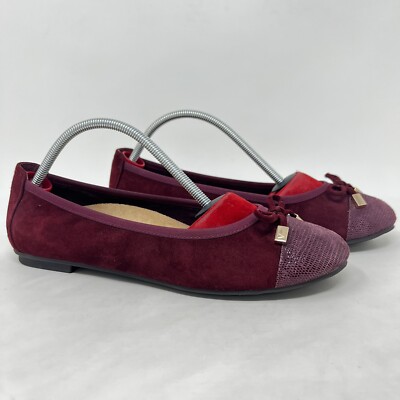 Vionic Womens Minna Bow Ballet Flats 7 M Wine Maroon Leather Arch ...