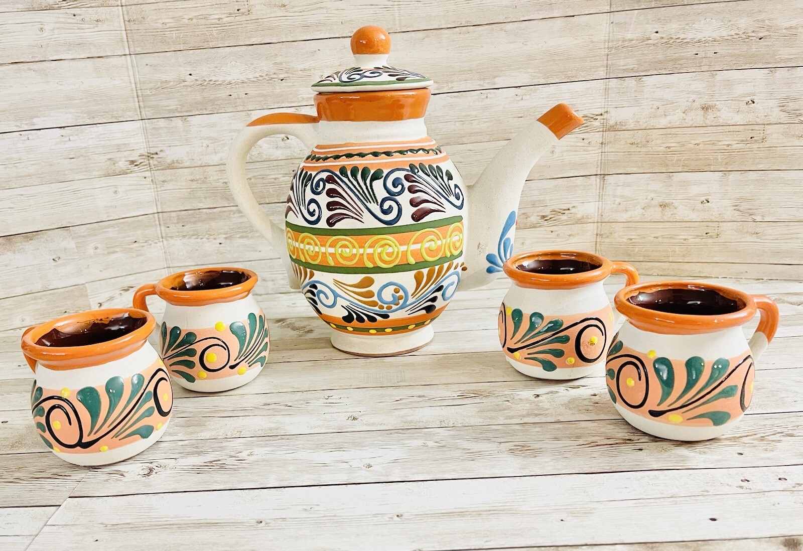 Cafetera Lechera De Barro Mexicana Engove 4 Tazas Mexican Coffee Tea ...