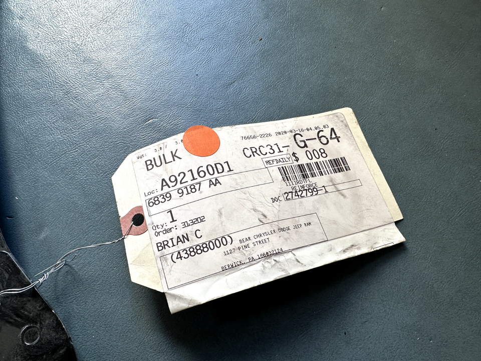 Mopar OEM NOS 68399187AC Tailgate Hinge Reinforcement LH 2021-2024 Ram ...