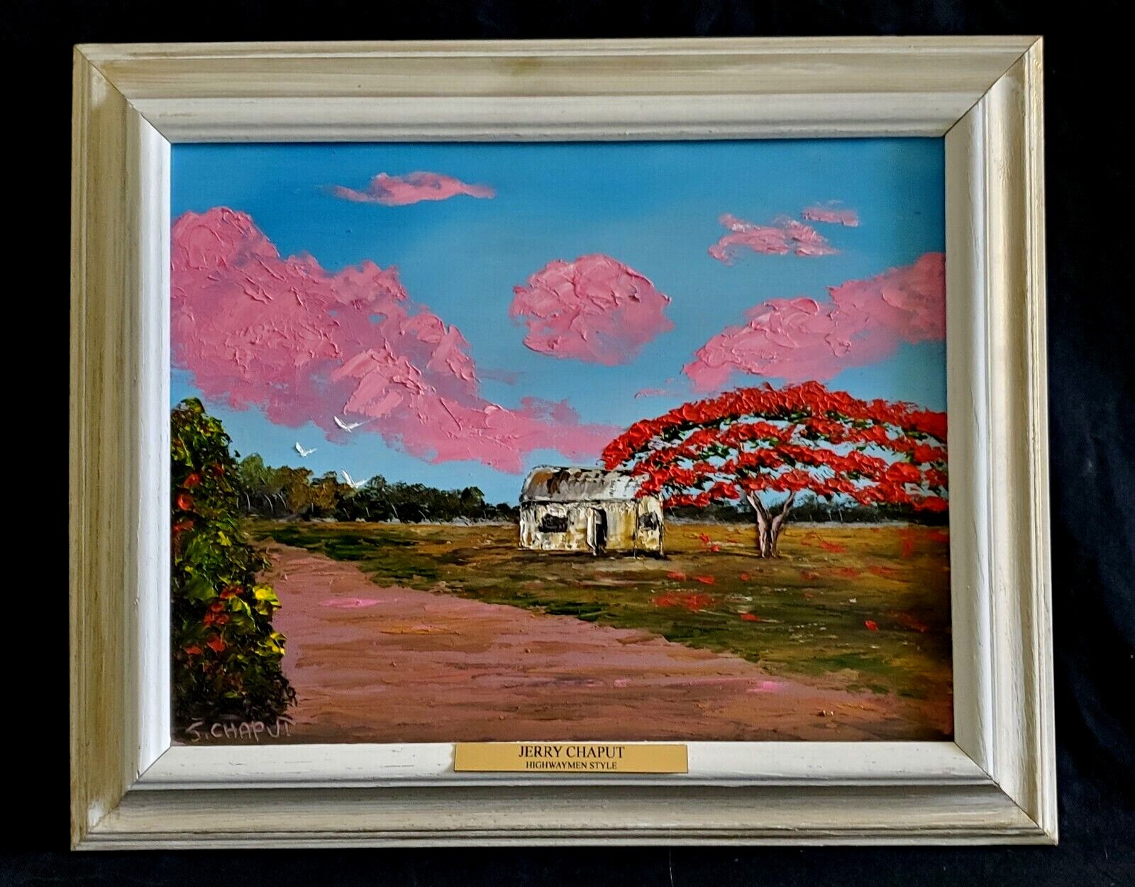 JERRY CHAPUT FL. HIGHWAYMEN STYLE PAINTING SIGNED OIL ON MASONITE ...