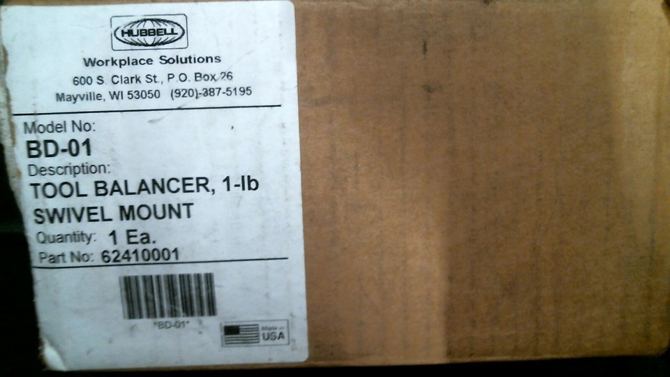 HUBBELL BD-01 TOOL BALANCER 1 LB SWIVEL MOUNT 62410001 -FREE SHIPPING ...