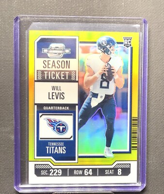 2023 CONTENDERS OPTIC SEASON TICKET WILL LEVIS TITANS GOLD PRIZM ROOKIE ...