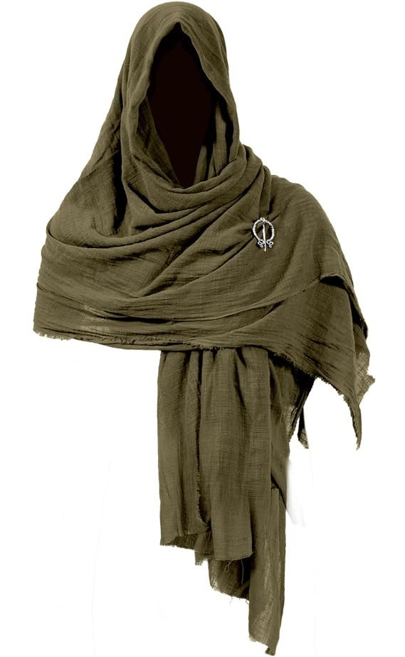 Medieval Cloak with Hood Men Shawl Cowl Hood Scarf Renaissance Viking ...