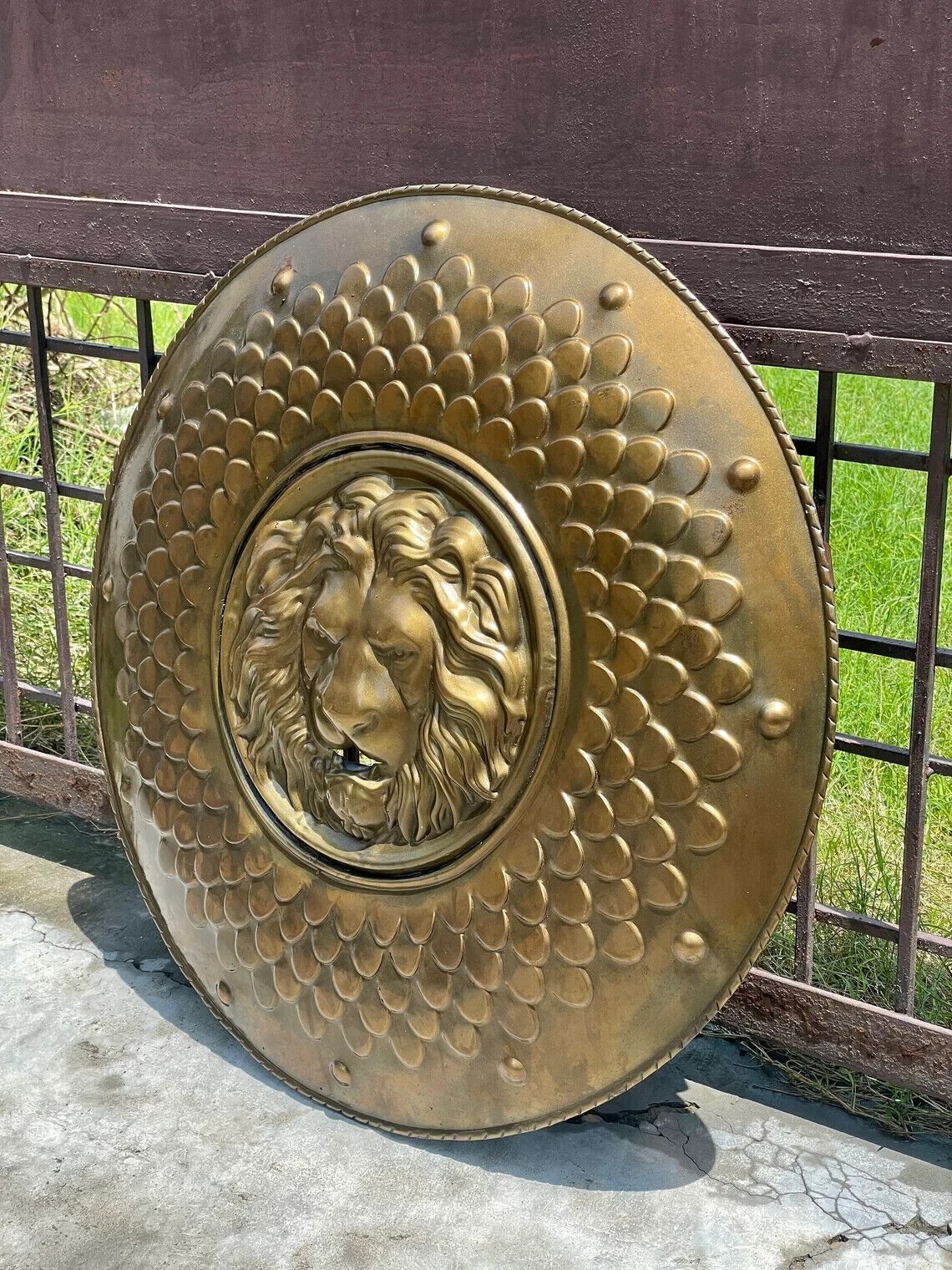 Viking 22'' Shield Lion Face Round Metal Shield Viking Wall Decor ...