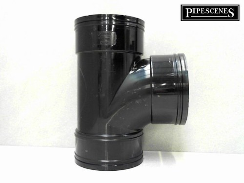 Solvent 110mm Soil Pipe Swept Tee Branch Triple Socket - Black Glued ...