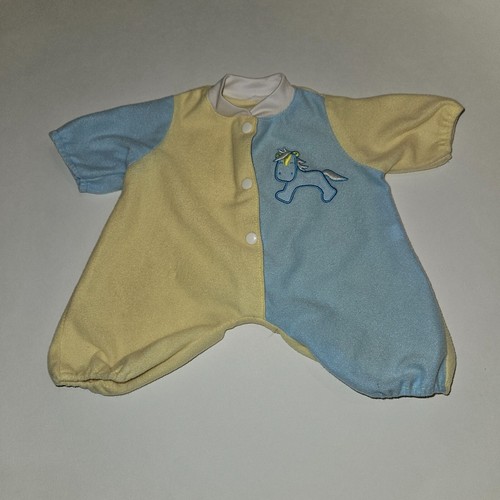 VTG Baby Doll Outfit Clothing Blue Yellow White Embroidered Horse | eBay