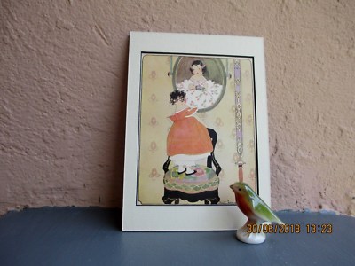 Art Nouveau illustration of girl looking at portrait by Janet Laura ...