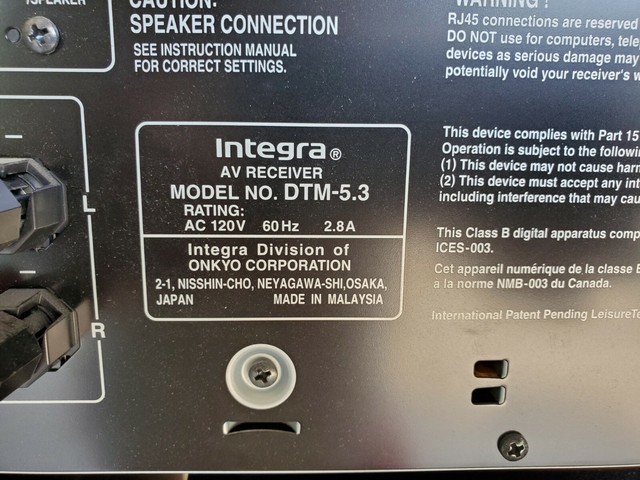 Integra DTM-5.3 2 Channel 200 Watt Receiver for sale online | eBay