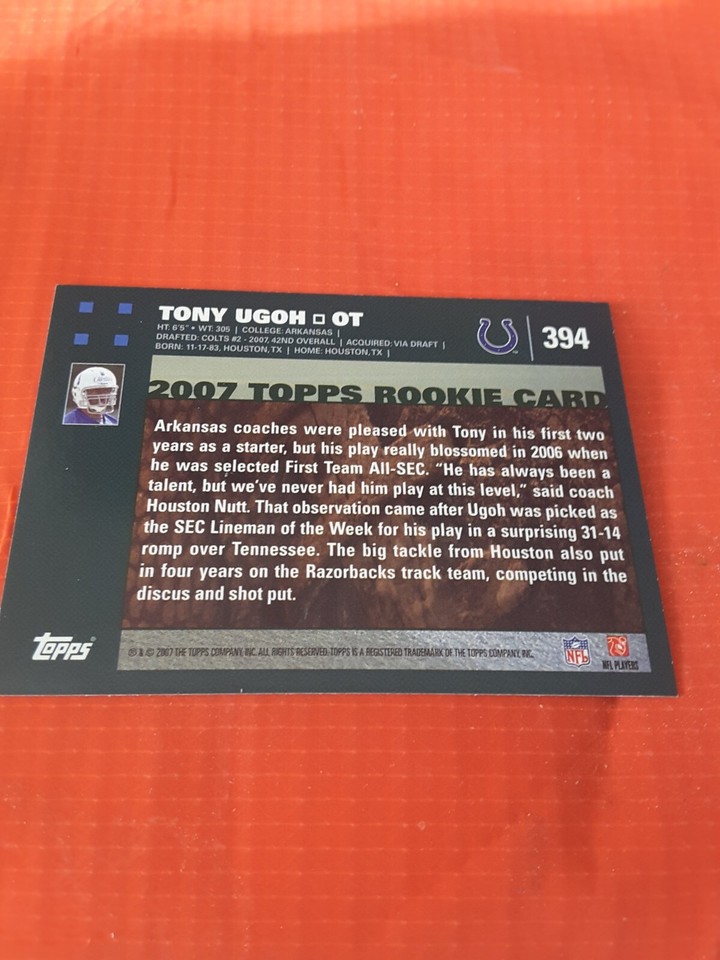 2007 Topps - #394 Tony Ugoh (RC) | eBay