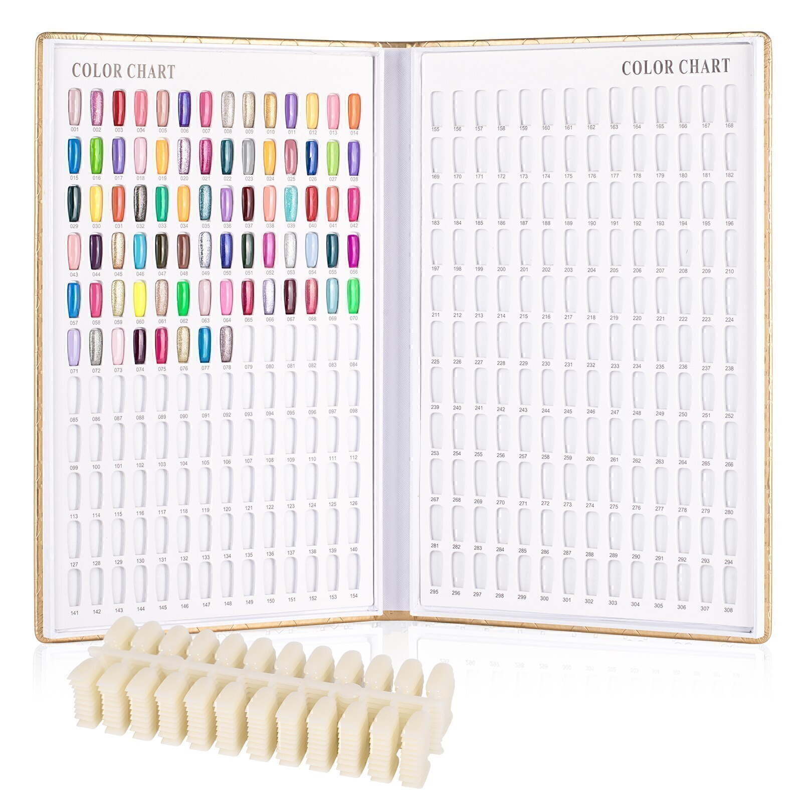 308 Colors Nail Gel Polish Display Book Chart Card Board with 360 Tips ...