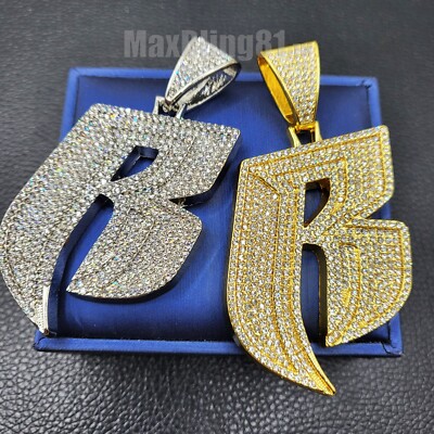 Ruff Ryder R Large Charm Pendant Iced Cubic Zirconia Hip Hop Rapper ...