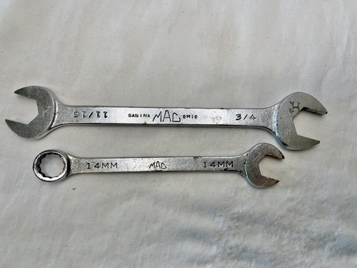 MAC tools Wrenches 3/4 x 11/16" SAE OPEN Part # DR2224 & 14mm 12 Point ...