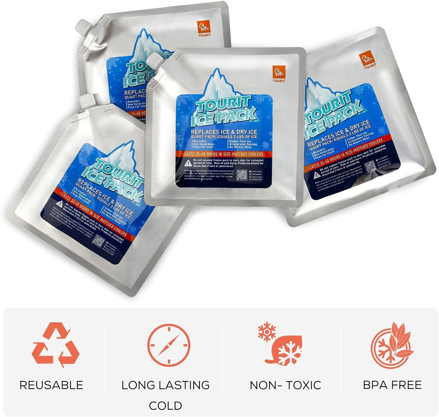 TOURIT Reusable Ice Pack for Coolers Long Medium, 02- 4 Normal Size | eBay